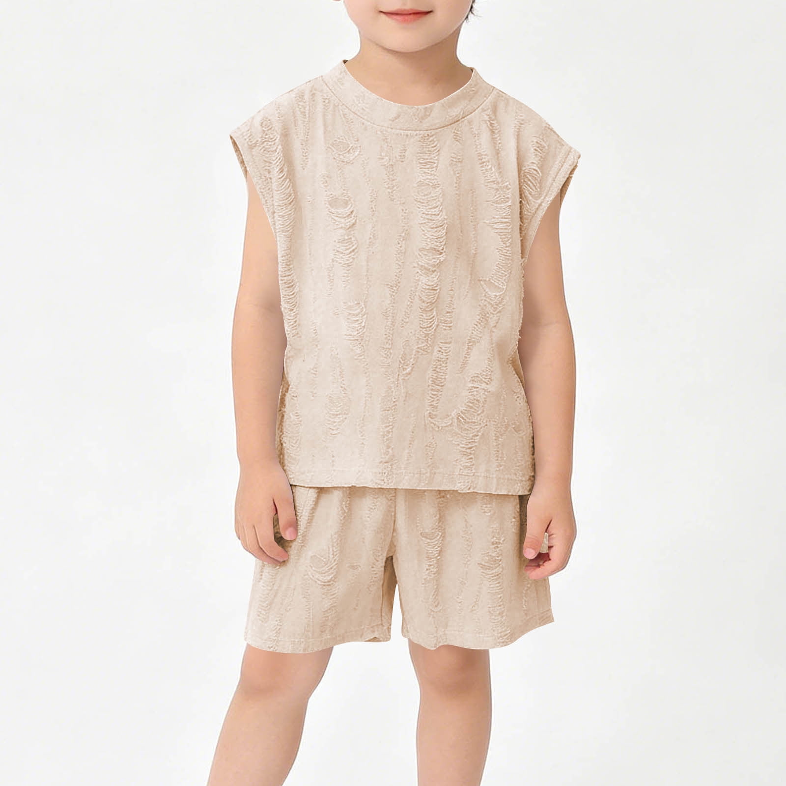 Amidoa Girls 2 Piece Outfits Summer Clothes T-Shirts Cute Sleeveless ...