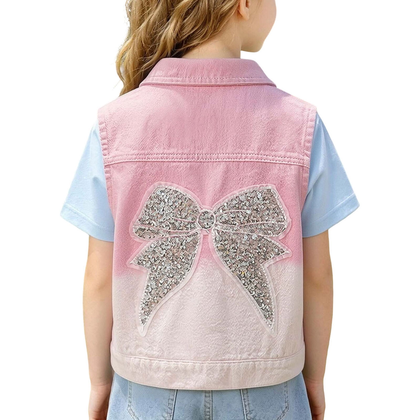 Amidoa Girls Denim Vest, Round Collared Cute Sleeveless Jeans Tops With ...