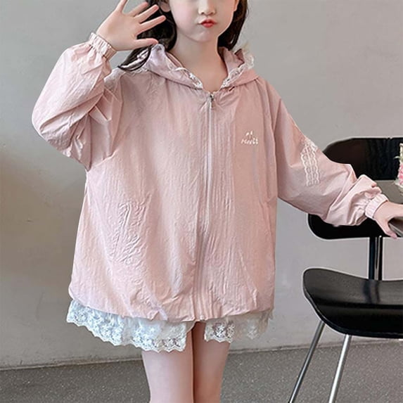 Amidoa Girls Rash Guard Long Sleeve Shirt Quick Dry Kids UPF 50 Hooded ...