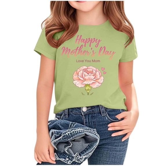 Amidoa Girls Short Sleeve Crewneck Kids Summer Tops Graphic T Shirts ...