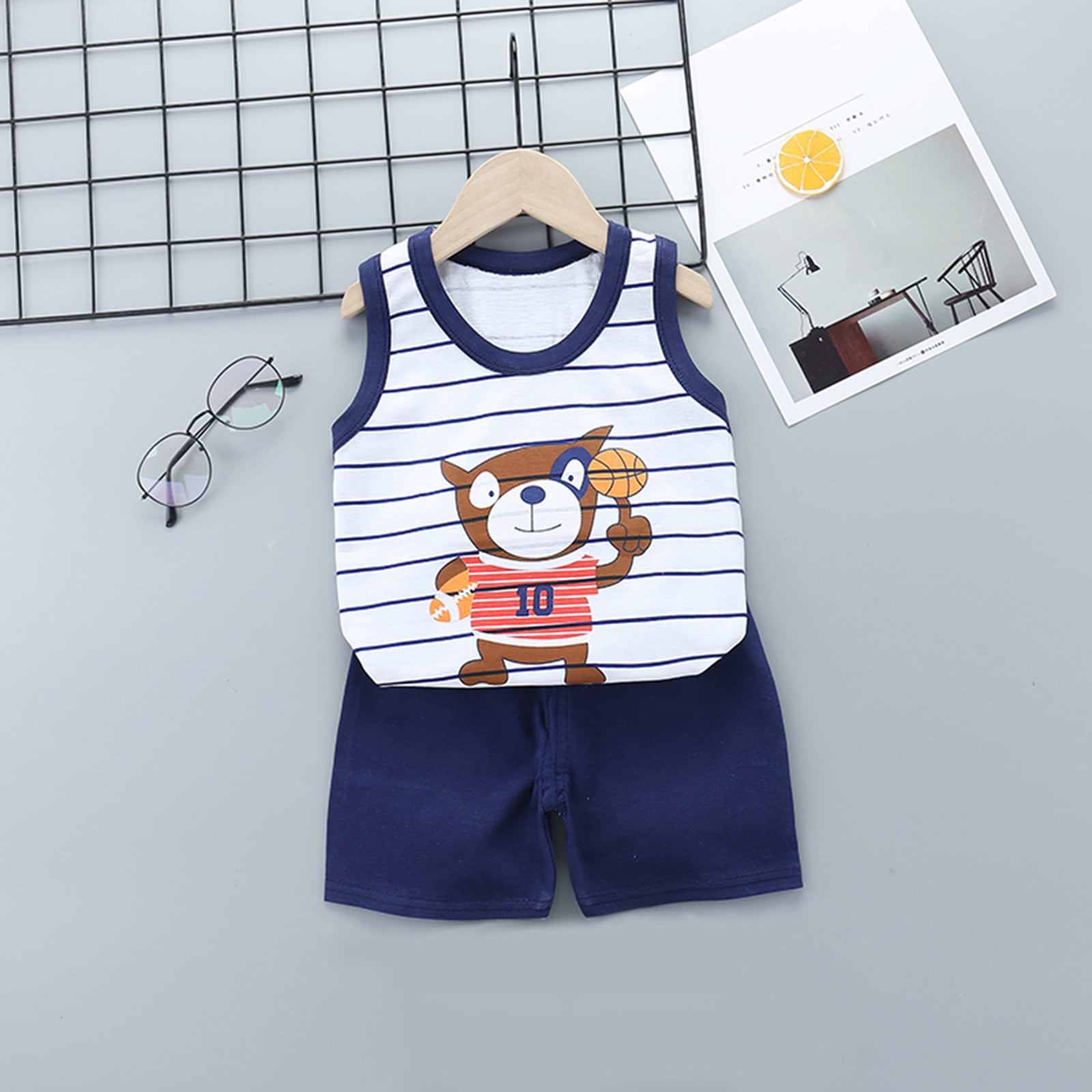 Amidoa Girls Summer Outfit Sets 2 Piece Cotton Solid color T-Shirt Long ...