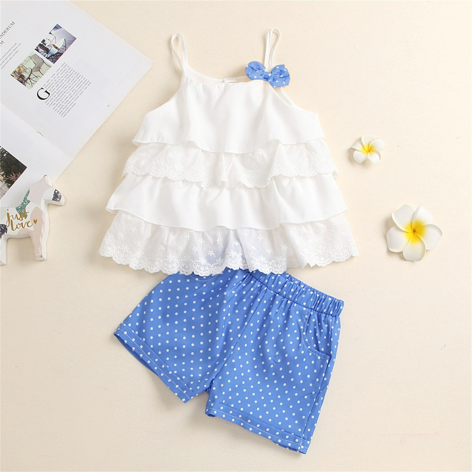Amidoa Girls Summer Outfit Sets 2 Piece Graphic T-Shirt Short Sleeve ...
