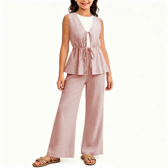 Amidoa Girls Summer Outfit Sets 2 Piece T-Shirt Tank Top and Casual ...