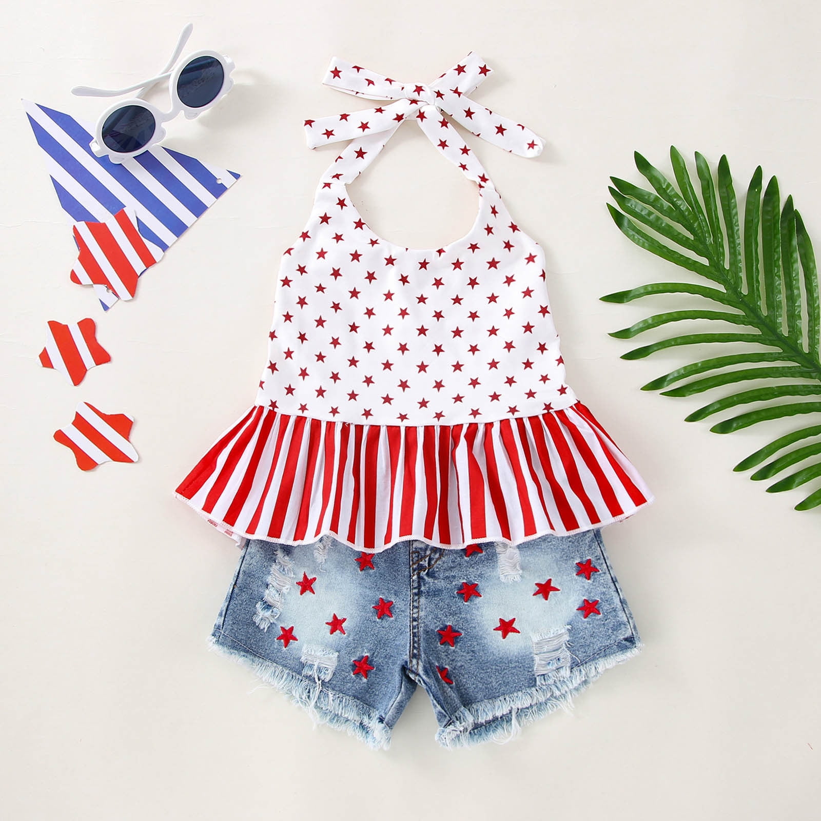 Amidoa Girls Summer Outfits 2 Piece Cute Print T Shirt Top and Casual ...
