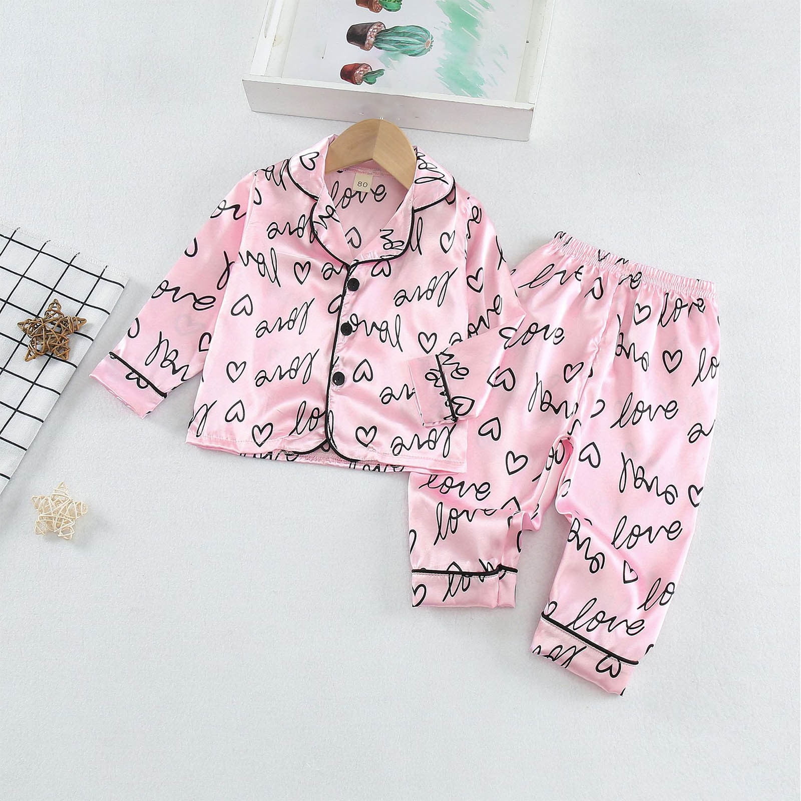 Amidoa Girls Summer Outfits 2 Piece Long Sleeve Print Cute Top and ...