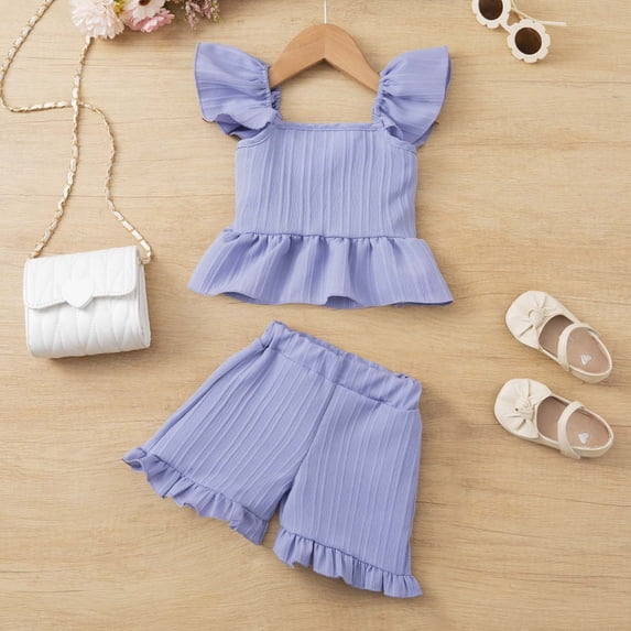 Amidoa Girls Summer Outfits 2 Piece Ruffled T Shirt Tank Top and ...