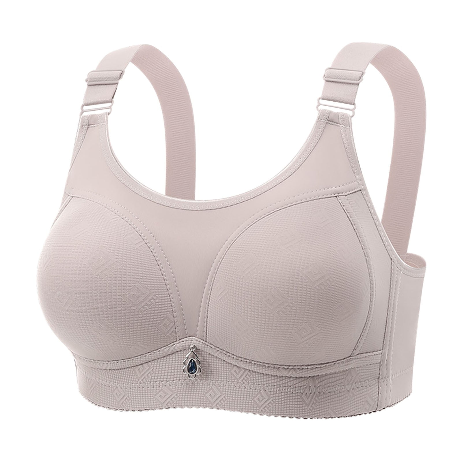 Amidoa Gray Bras for Older Women Wireless Full Coverage Plus Size Wide Straps Solid Brasiers ...