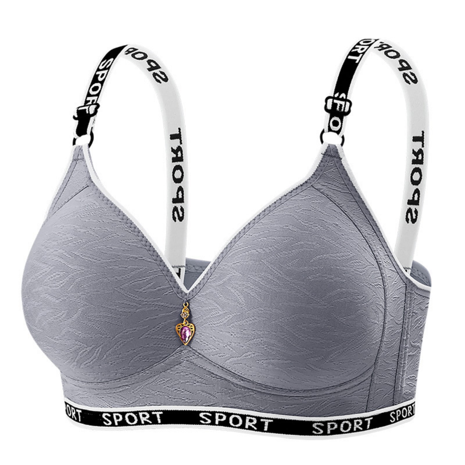 Amidoa Gray Women Bras Plus Size Lace Large Bust Wirefree Push up ...