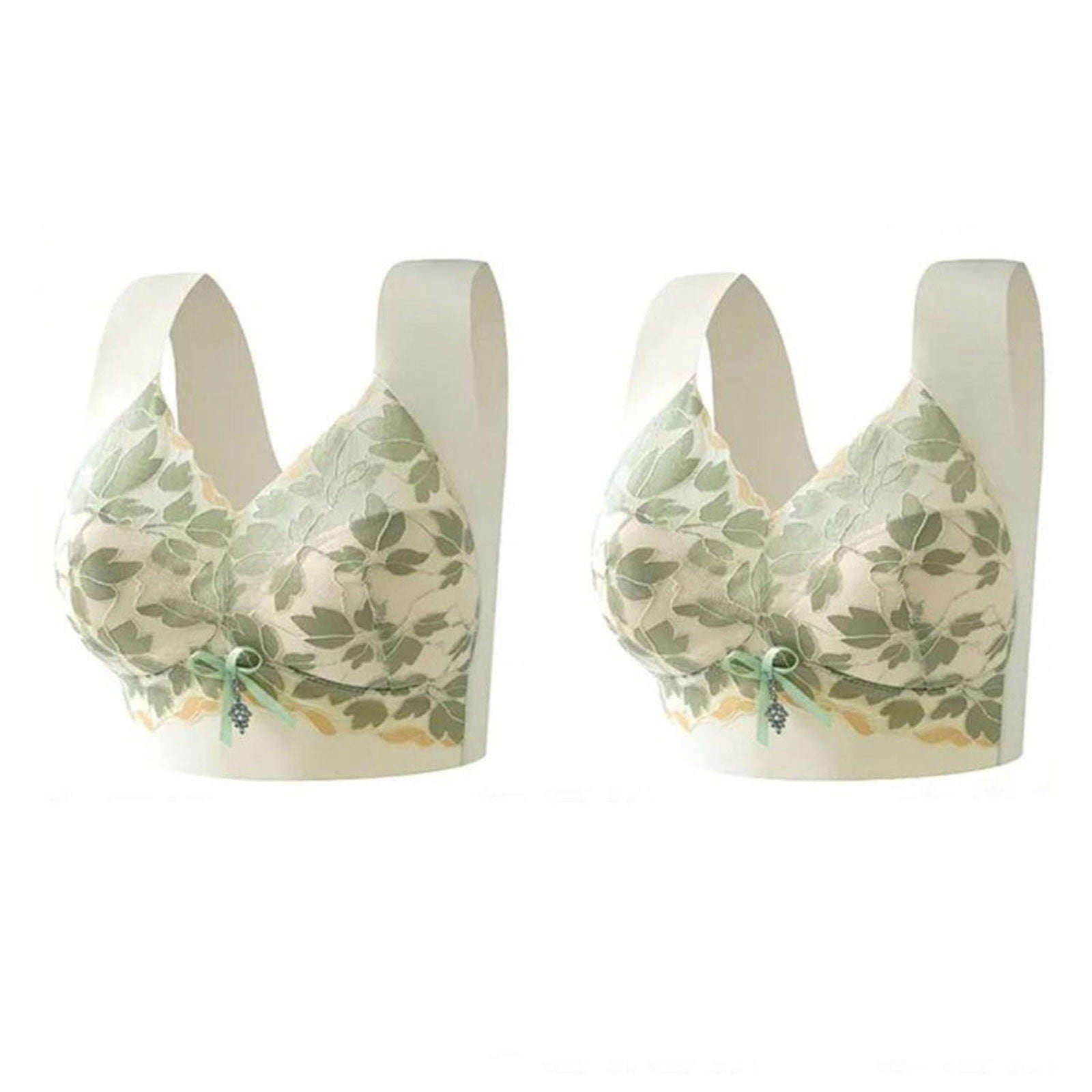 Amidoa Green Bras for Older Women Full-Figure Heavy Breast Lace 2 Pcs ...