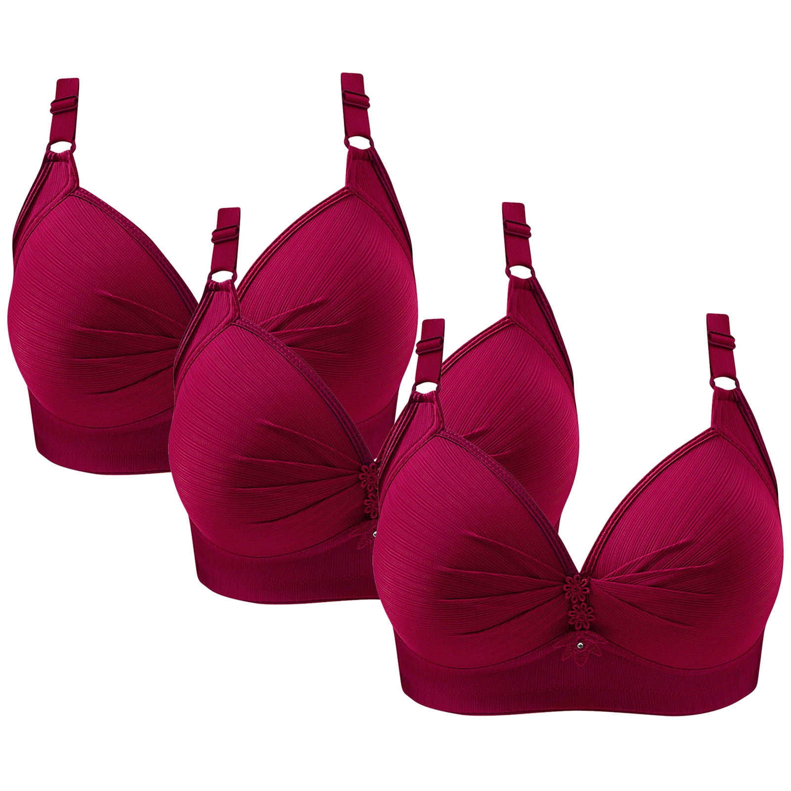 Amidoa Heavy Breast Bra for Women Plus Size Full Coverage Strapy 3 Pcs ...