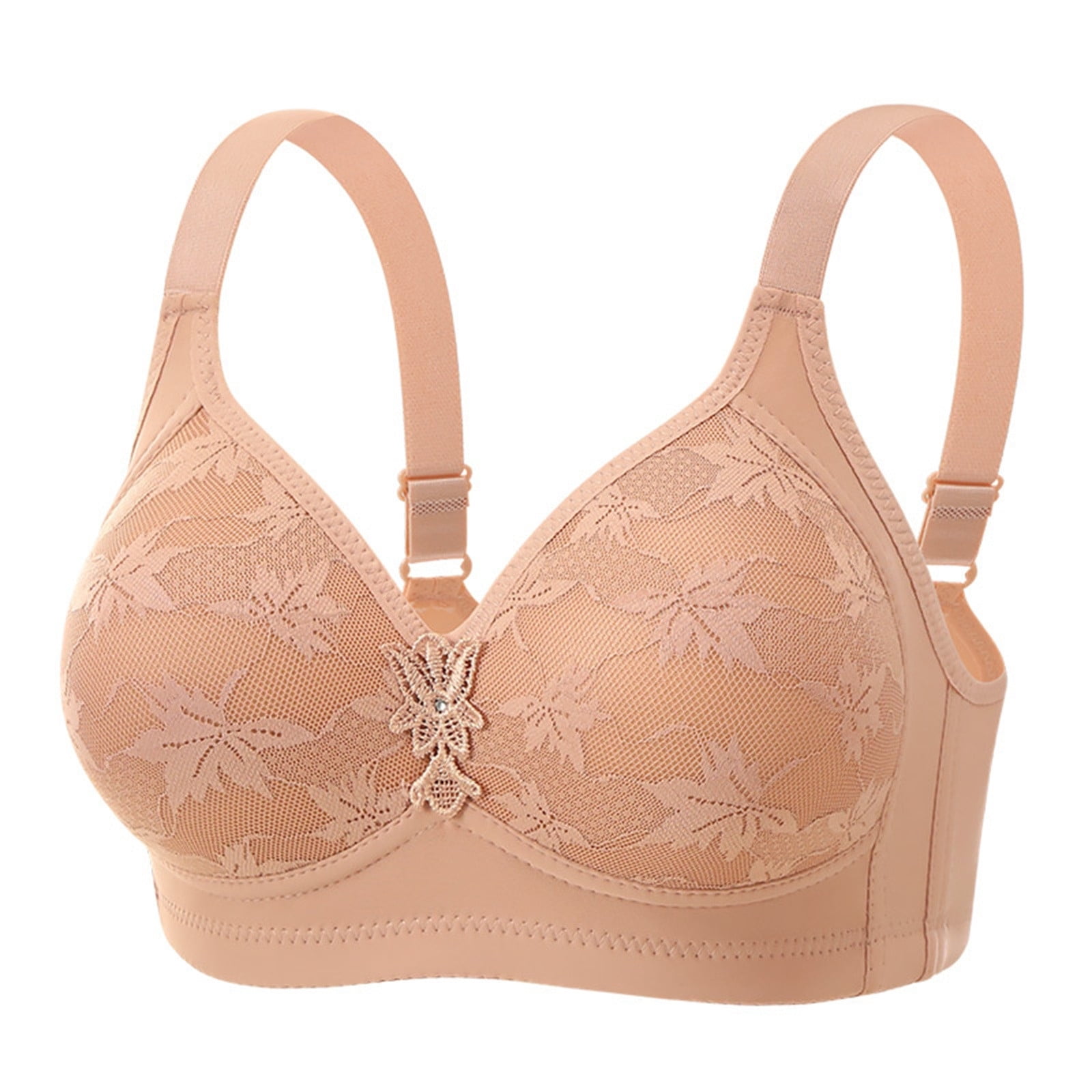 Amidoa Heavy Breast Bras for Older Women Full Coverage Lace Pink Push ...