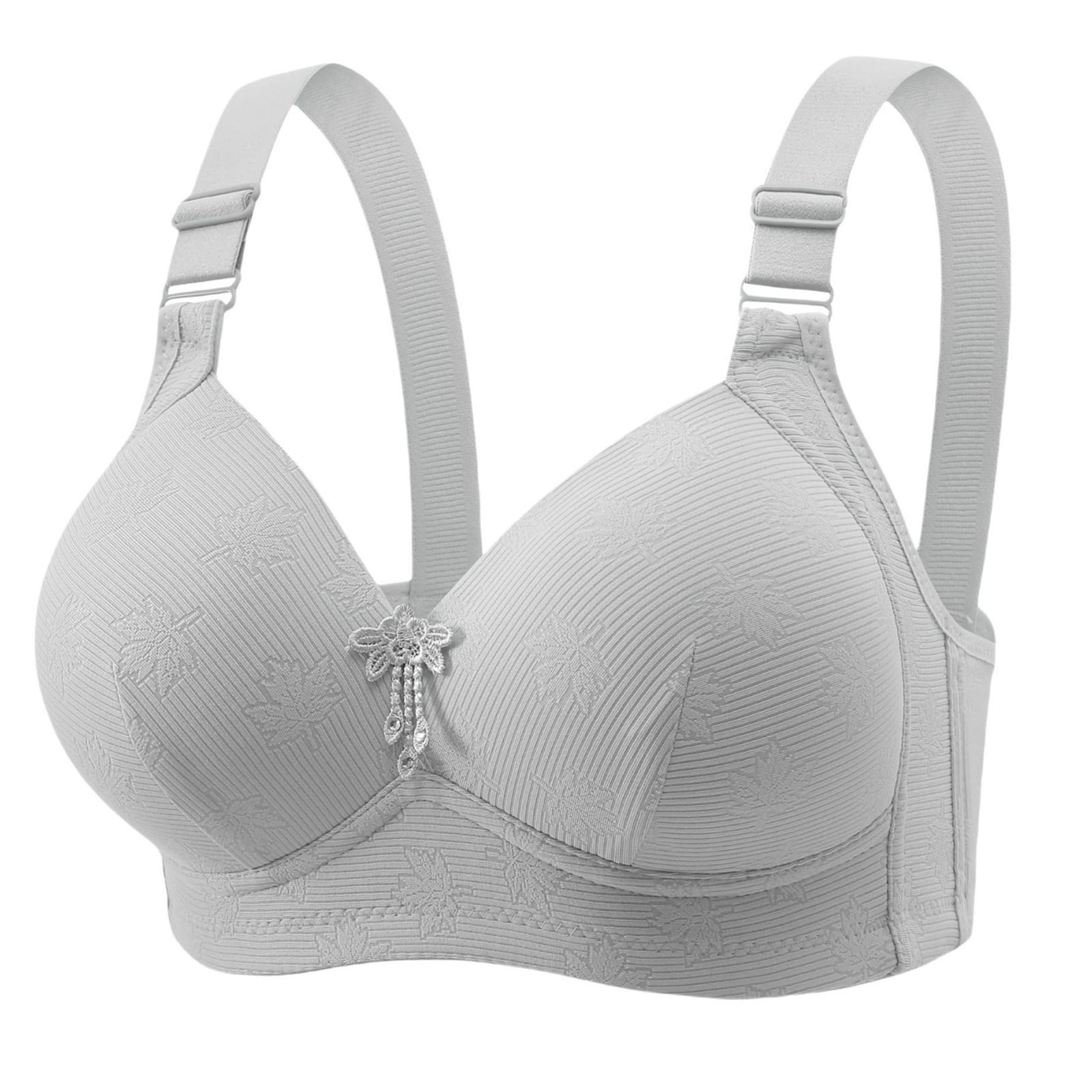 Amidoa Heavy Breast Bras for Women Gray Wire-Free Push-up High Impact ...
