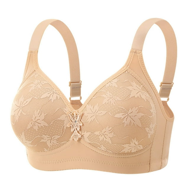 Amidoa Heavy Breast Womens Bras Lace Full Coverage Beige Push-up Bra ...