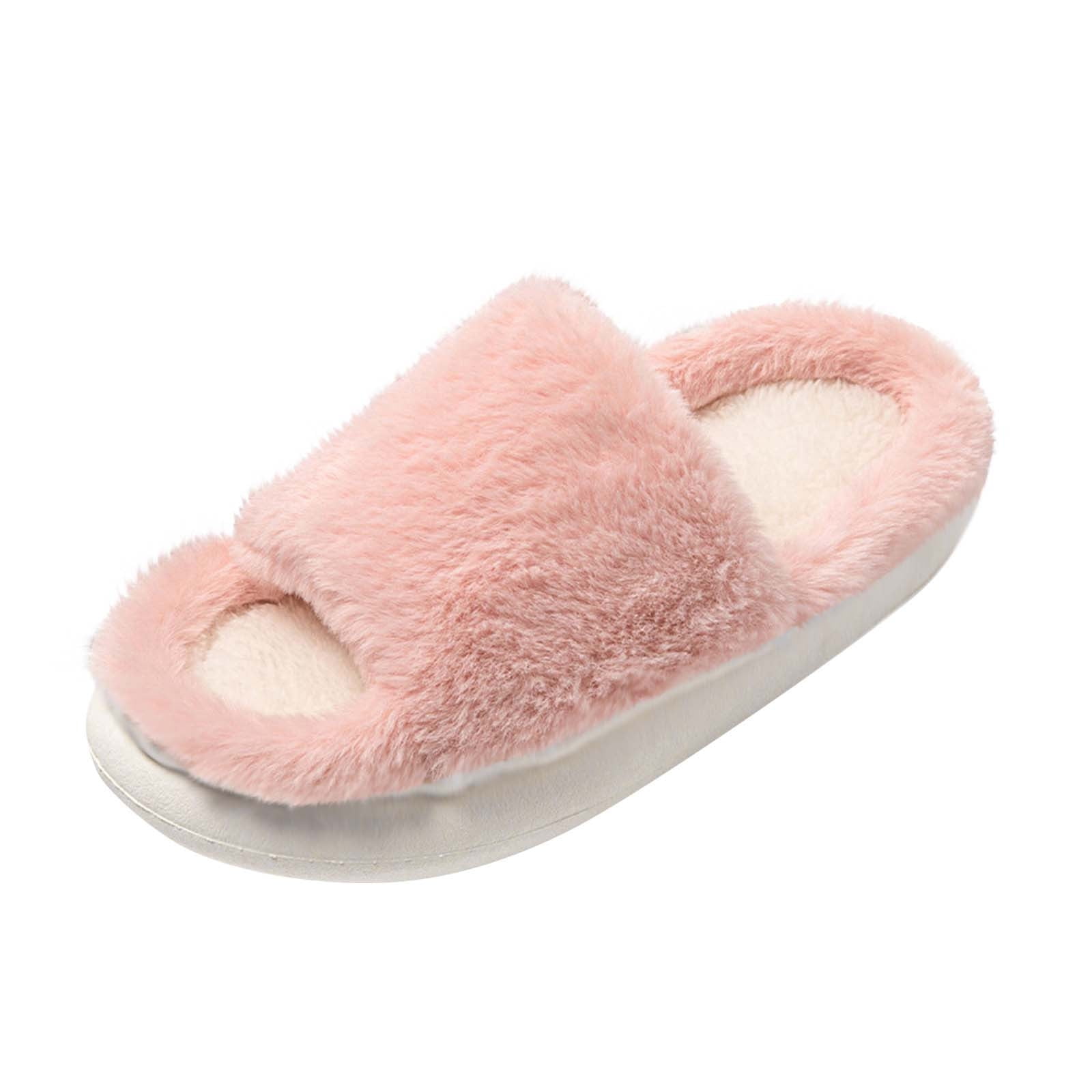Amidoa House Woman Slippers Comfortable Furry Pink Warm Winter Indoor ...