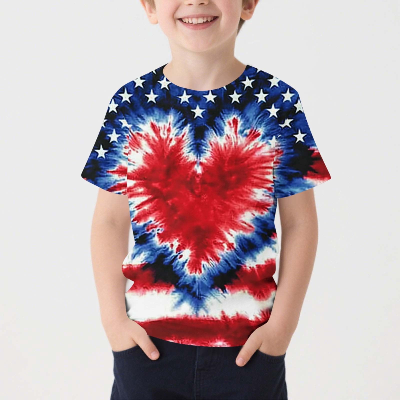 Amidoa Independence Day Girls Short Sleeve Crewneck Graphic T-shirt ...