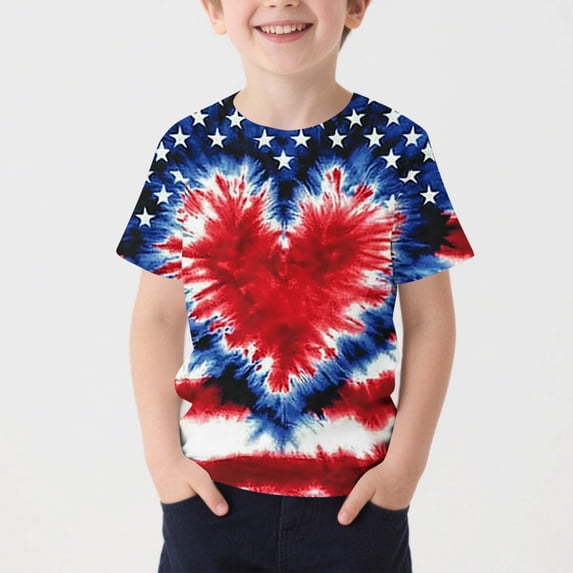 Amidoa Independence Day Girls Short Sleeve Crewneck Graphic T-shirt ...