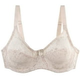 Amidoa Lace Bras for Older Women Underwire Beige Cut-out Cheeky ...