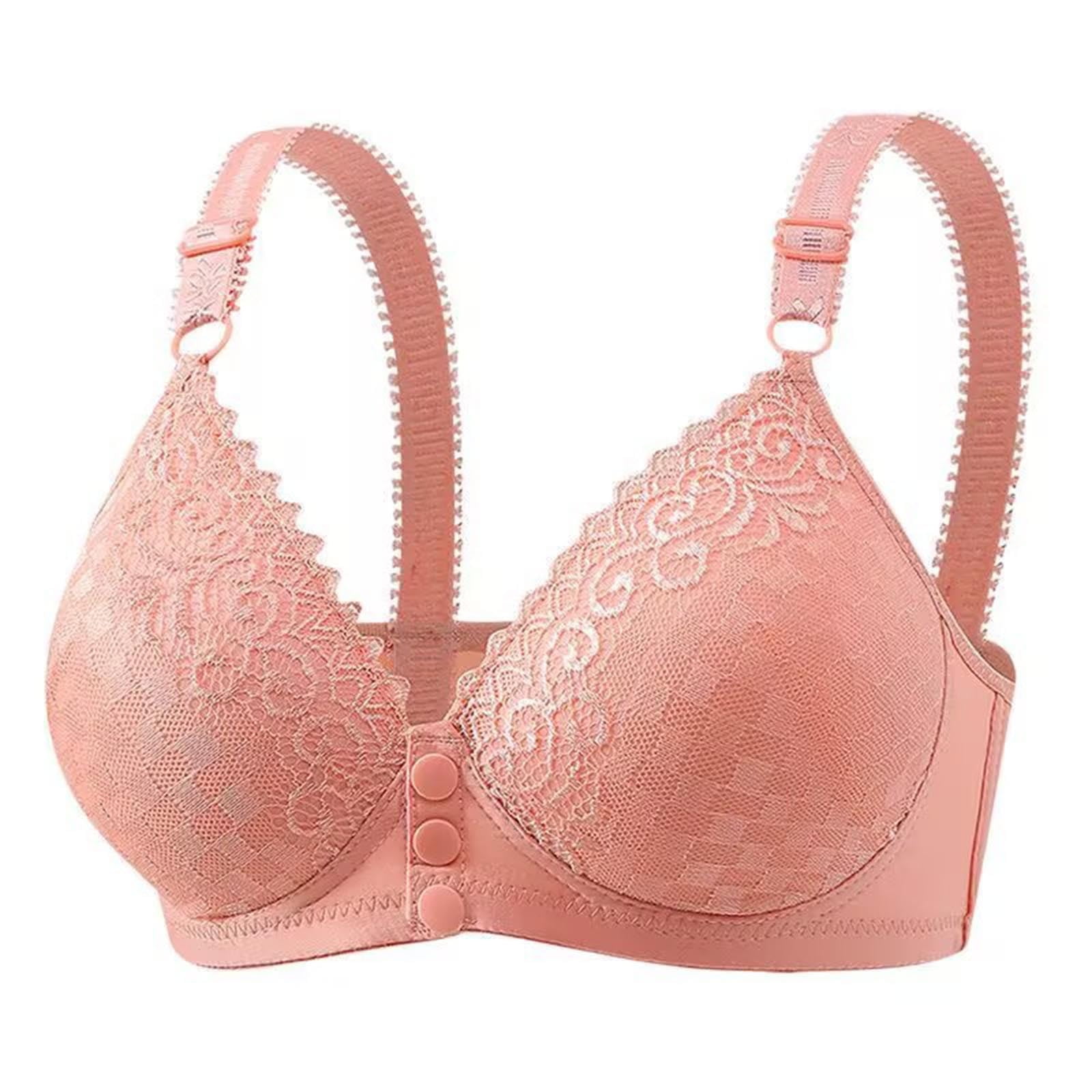 Amidoa Lace Bras for Women Front Closure Nursing Pink Embroidered Bra ...
