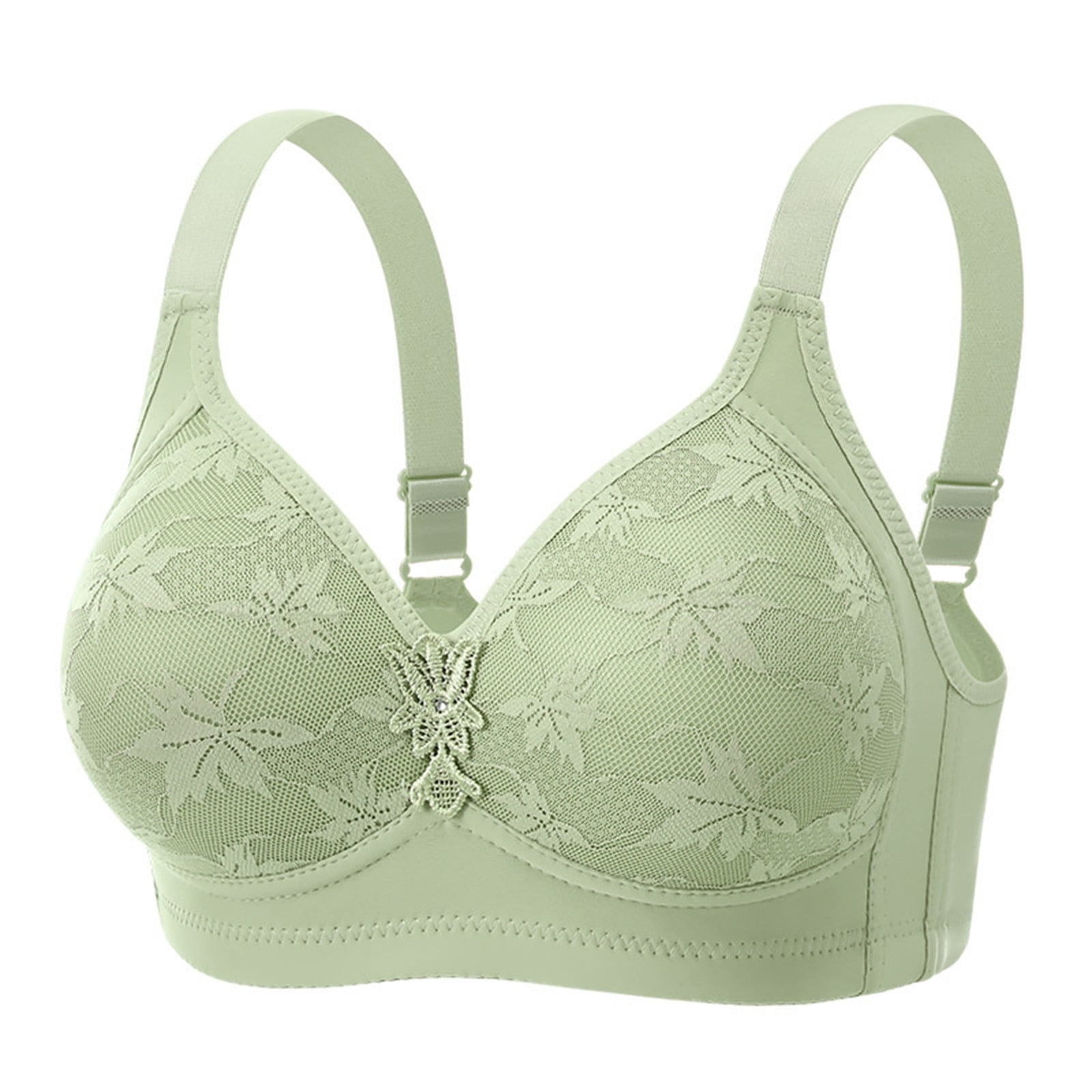 Amidoa Lace Bras for Women Green Heavy Breast Full Coverage Push-up Bra ...