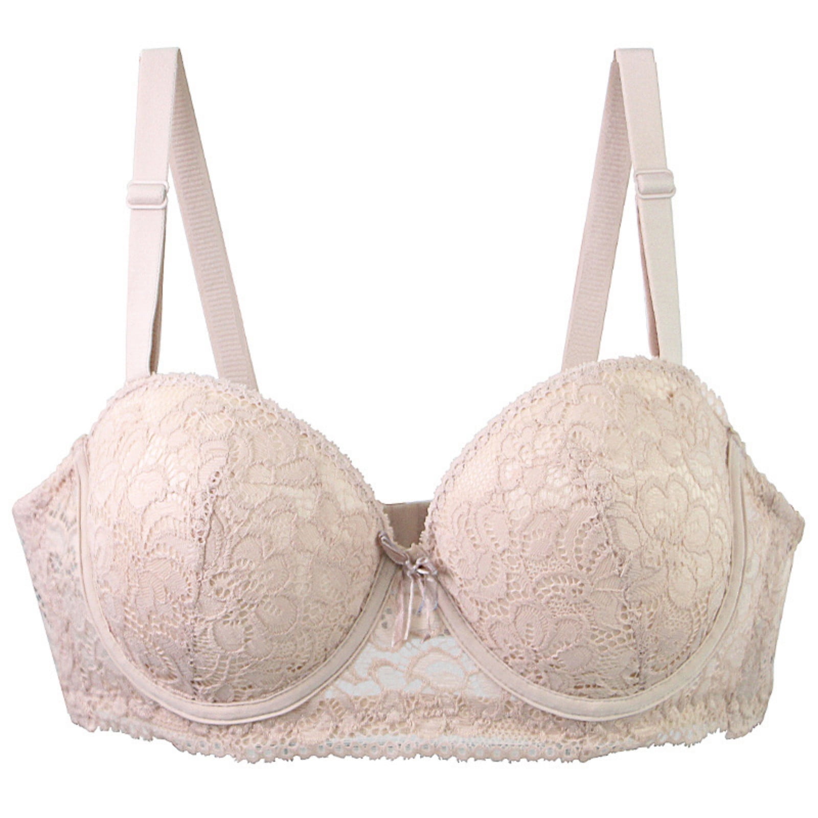 Amidoa Lace Women Bras Balconette Underwire Demi Beige Low Cut High ...