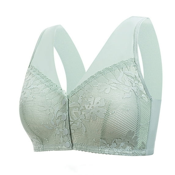 Amidoa Lace Womens Bras Front Closure Green Large Bust No Wire Bra ...