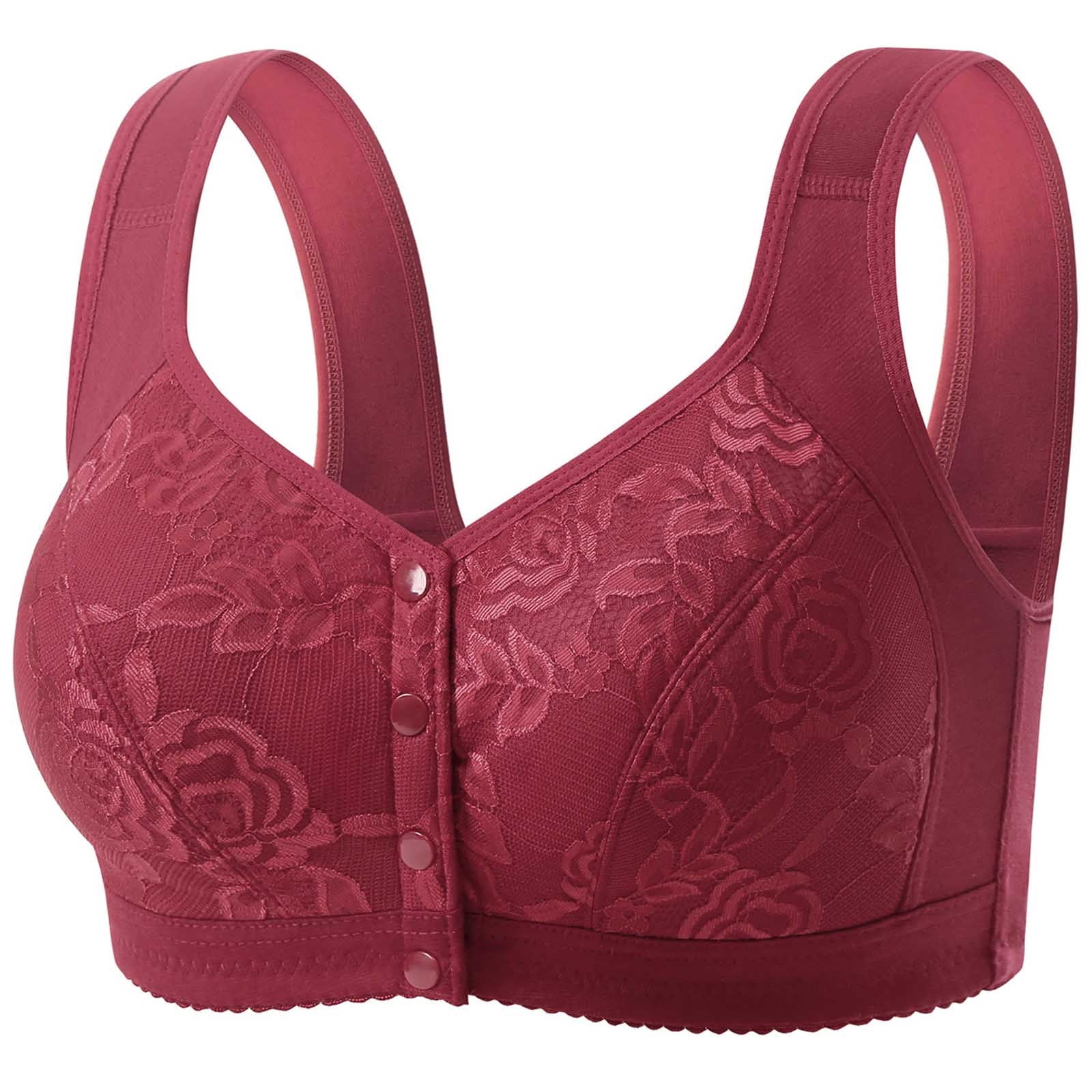 Amidoa Large Bust Bras for Older Women Front Closure Red Full Coverage ...