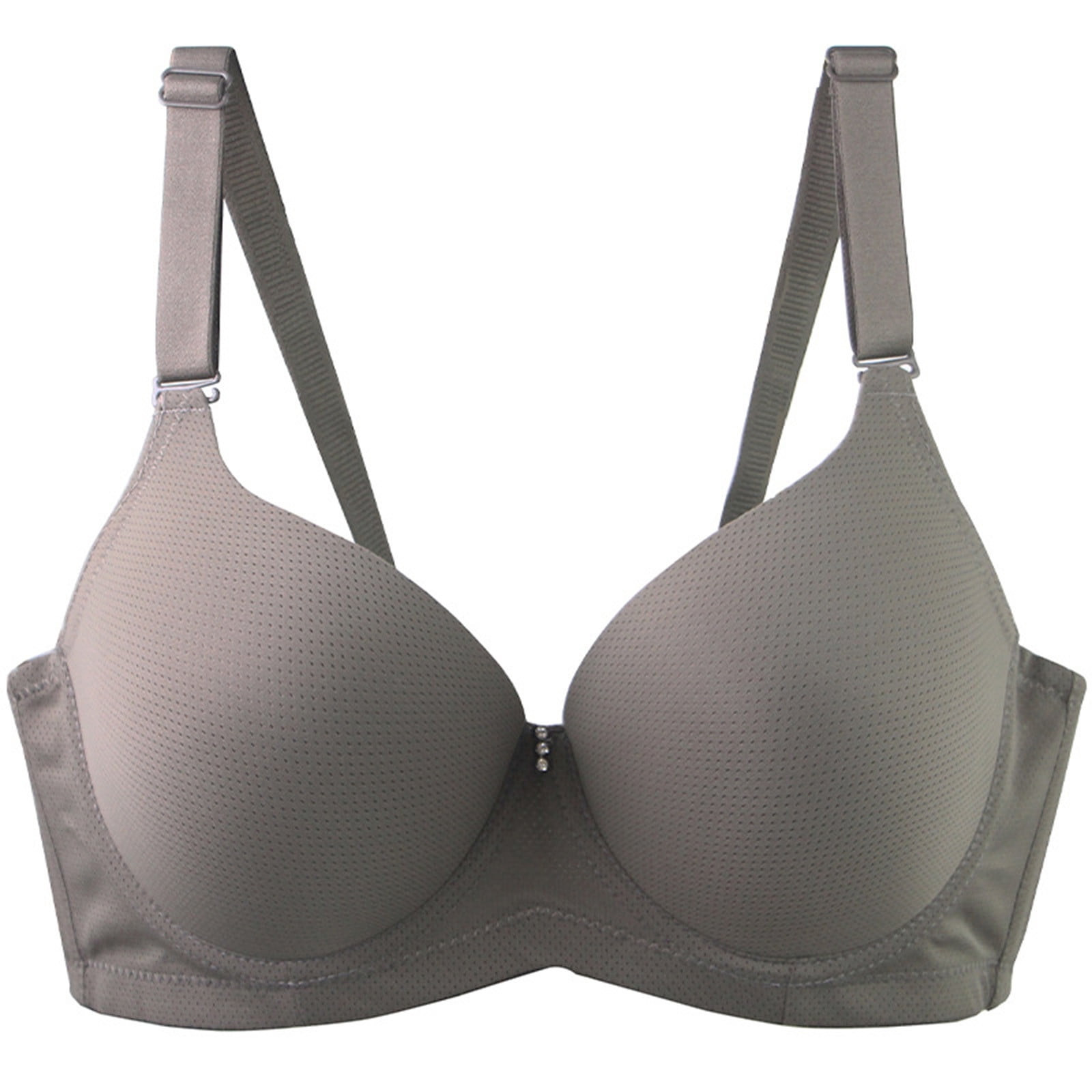 Amidoa Large Bust Bras for Older Women Underwire Push-up Gray Seamless Solid Bra Lingerie for ...