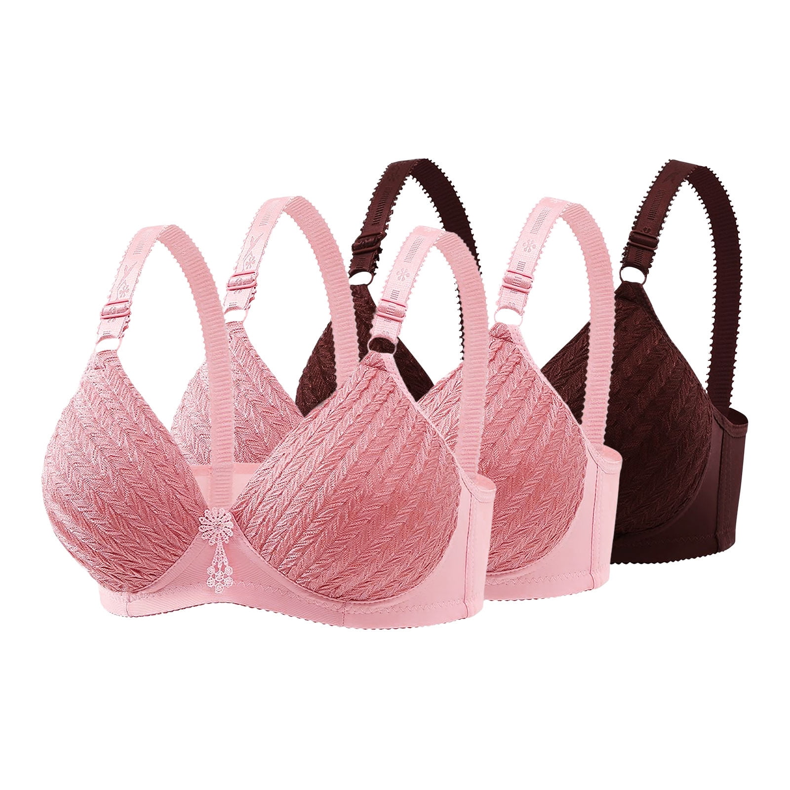Amidoa Large Bust Women's Bras Bronze Full Coverage Lace Wirefree 3 ...