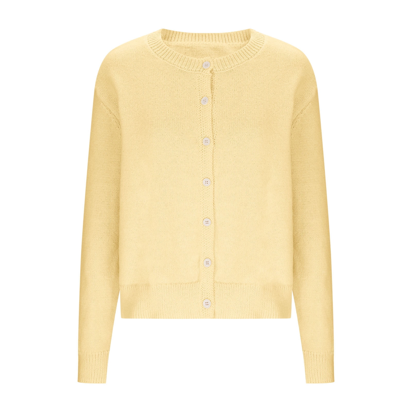 Amidoa Long Sleeve Sweaters for Women Yellow Cardigan Button up Fall ...