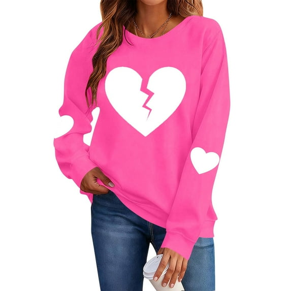 Amidoa Long Womens Tops Long Sleeve Valentines Pink Spring Sweatshirts ...