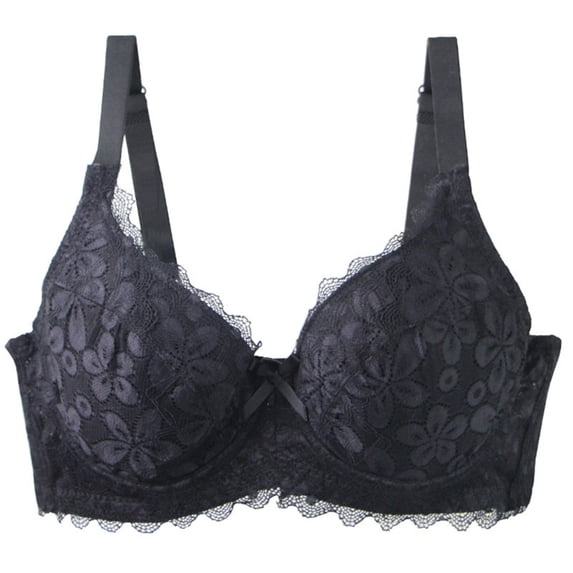 Amidoa Minimizer Women's Bras Black Push up Underwire Lace High Support ...