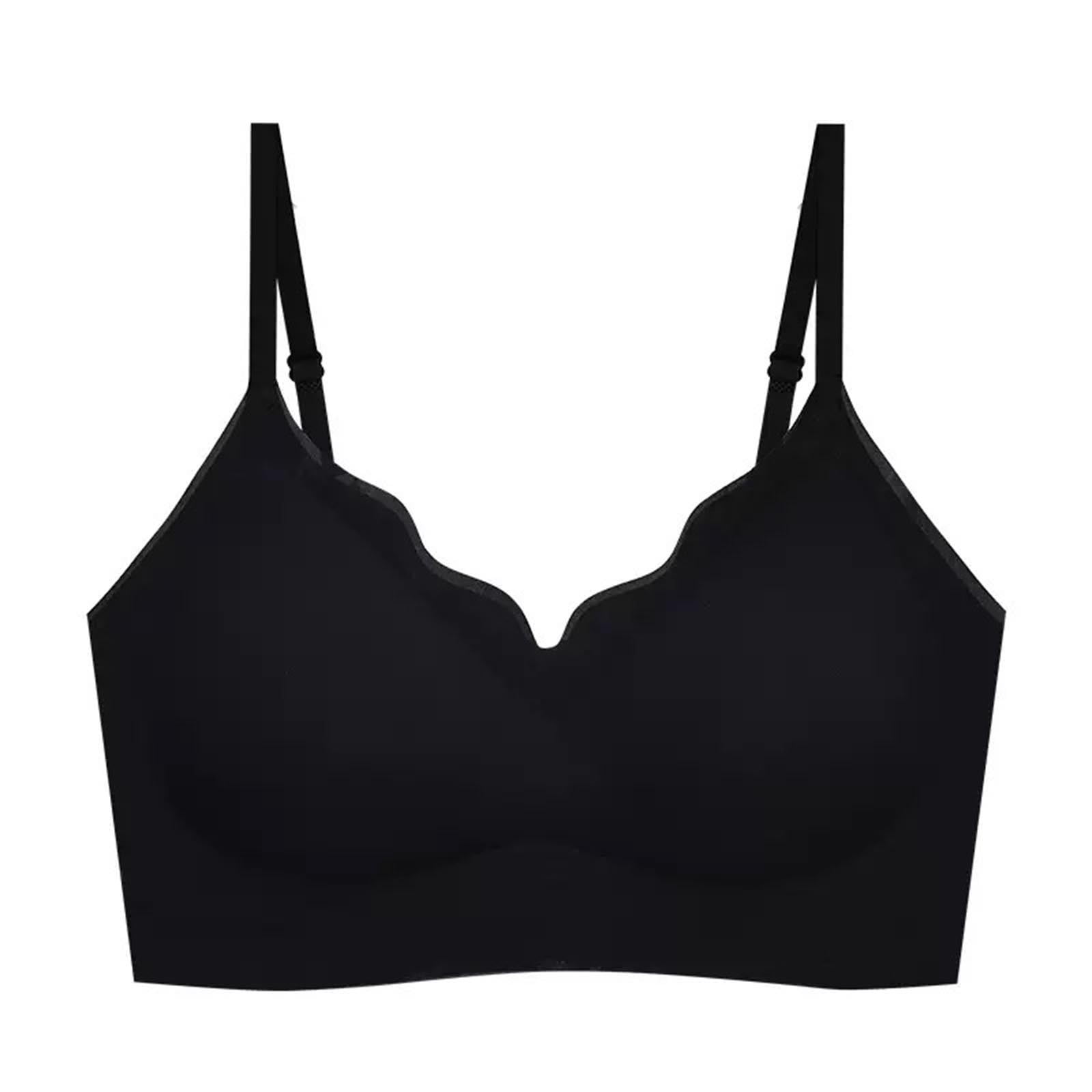 Amidoa No Wire Bras for Women Seamless Black Smoothing Full-Figure Solid Bra Brasiers Women M ...