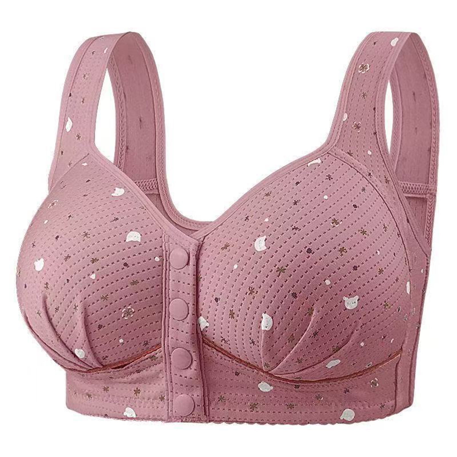 Amidoa Pink Bras for Older Women Nursing Push-up Front Closure Graphic Prints Bra Brasiers Women ...