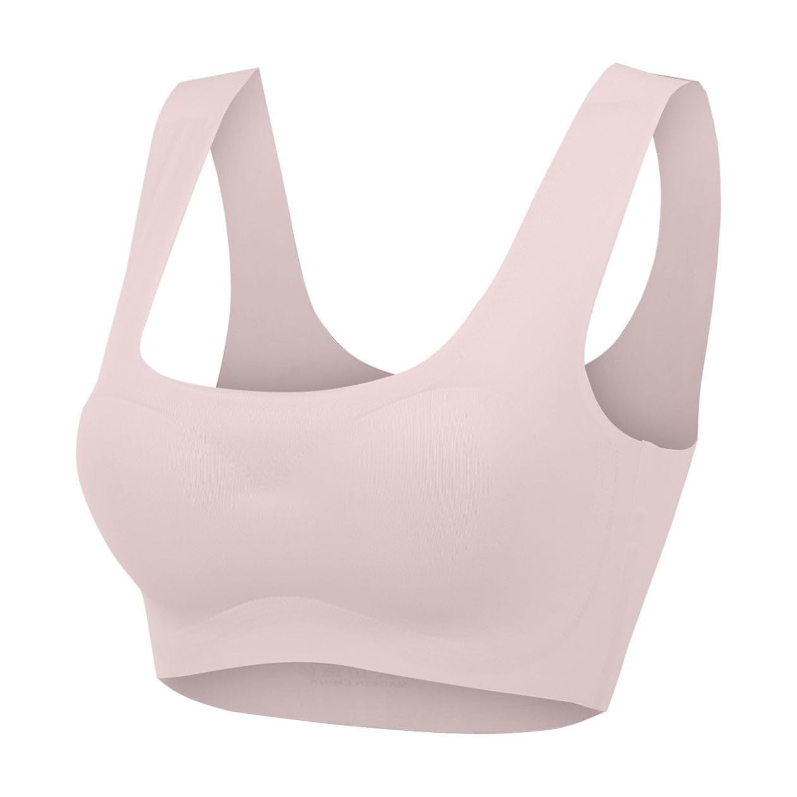 Amidoa Pink Womens Bras High Impact Seamless Sports Solid Full-Figure ...