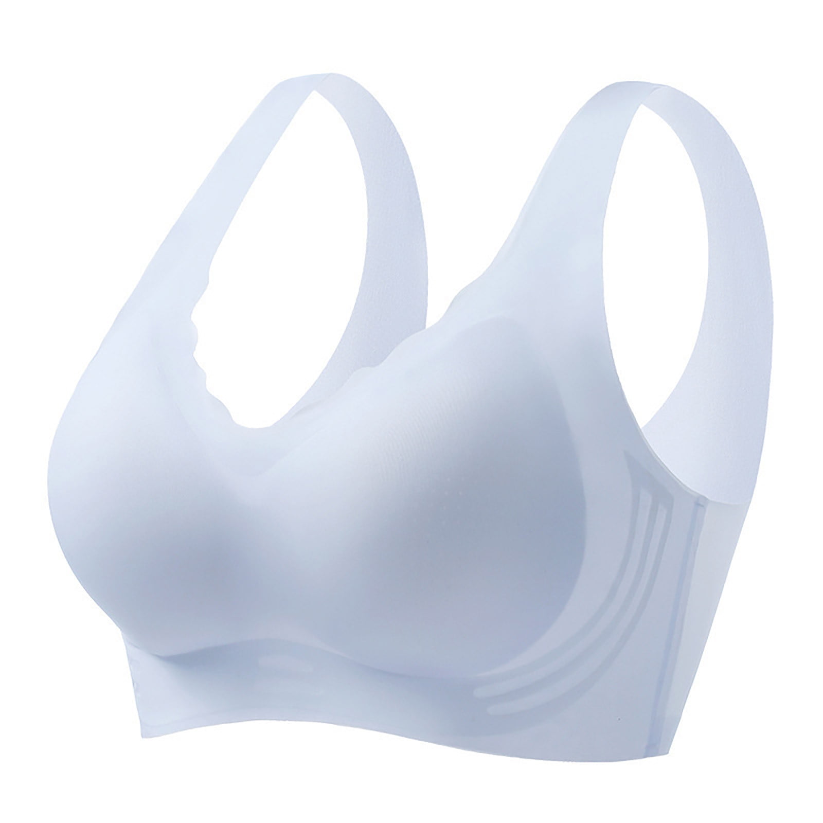 Amidoa Plus Size Bras for Older Women Blue Wire-Free Full Coverage ...