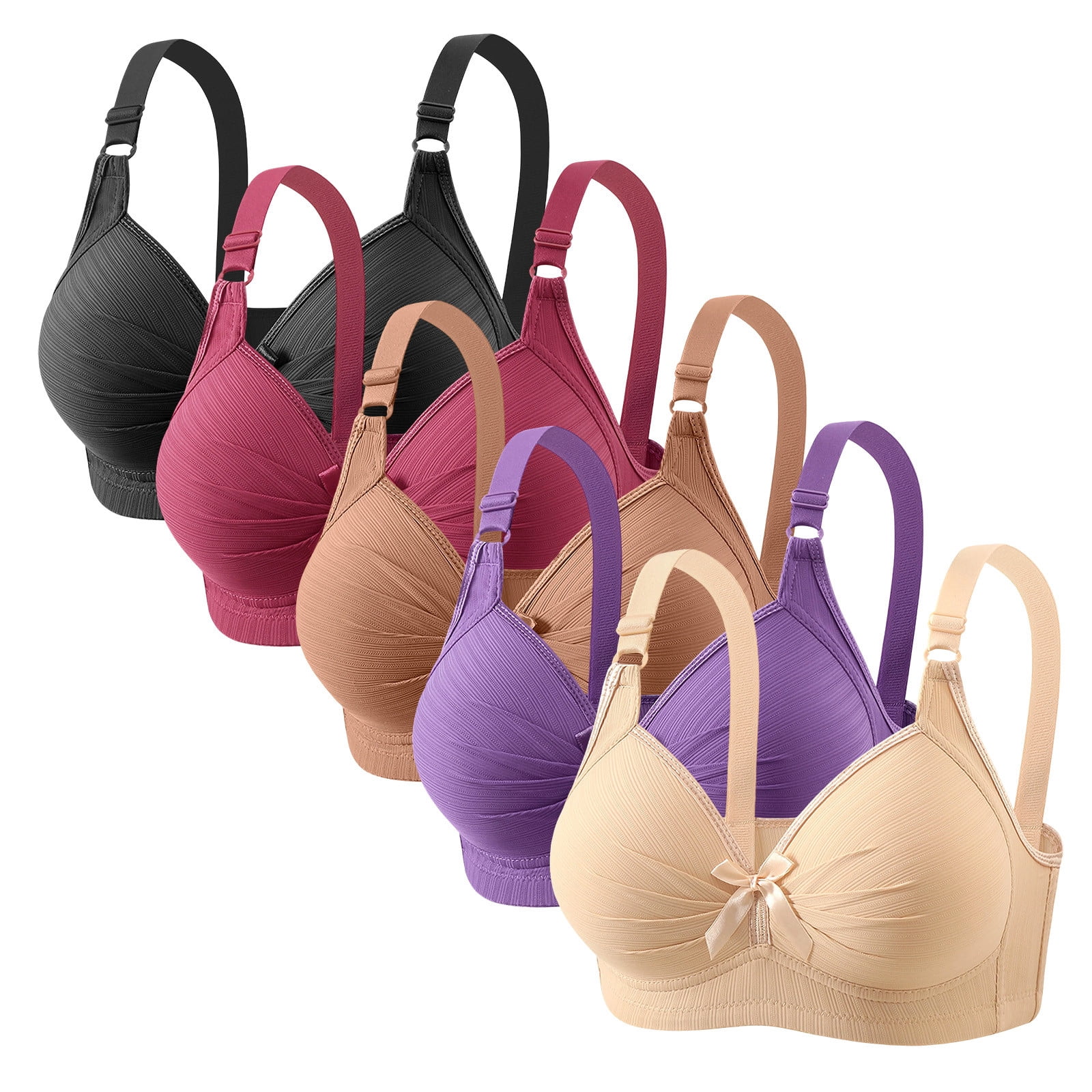 Amidoa Plus Size Bras for Older Women Wirefree Large Bust Full Coverage ...