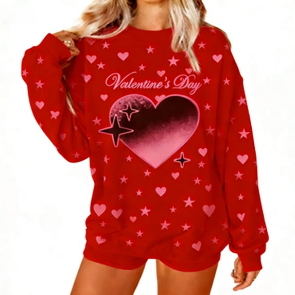 Amidoa Plus Size Womans Tops Funny Valentines Red Sweatshirts Going out ...