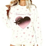 Amidoa Plus Size Women's Tops White Funny Valentines Sweatshirts Heart ...