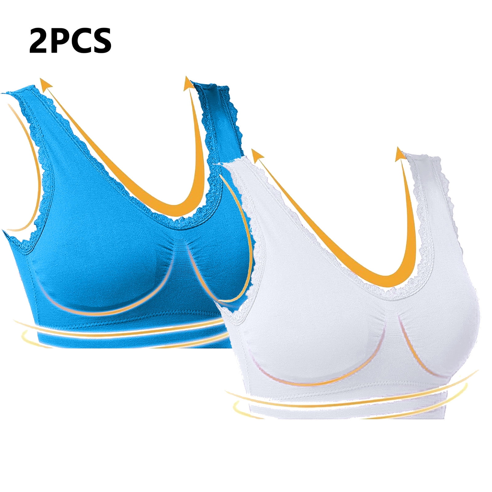 Amidoa Pullover Bras for Older Women Push-up White Sport 3 Pcs Solid ...