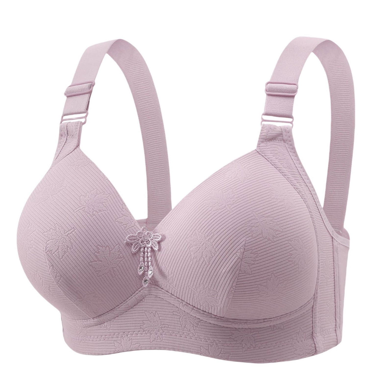 Amidoa Purple Bras for Older Women Wire-Free Heavy Breast Push-up High ...