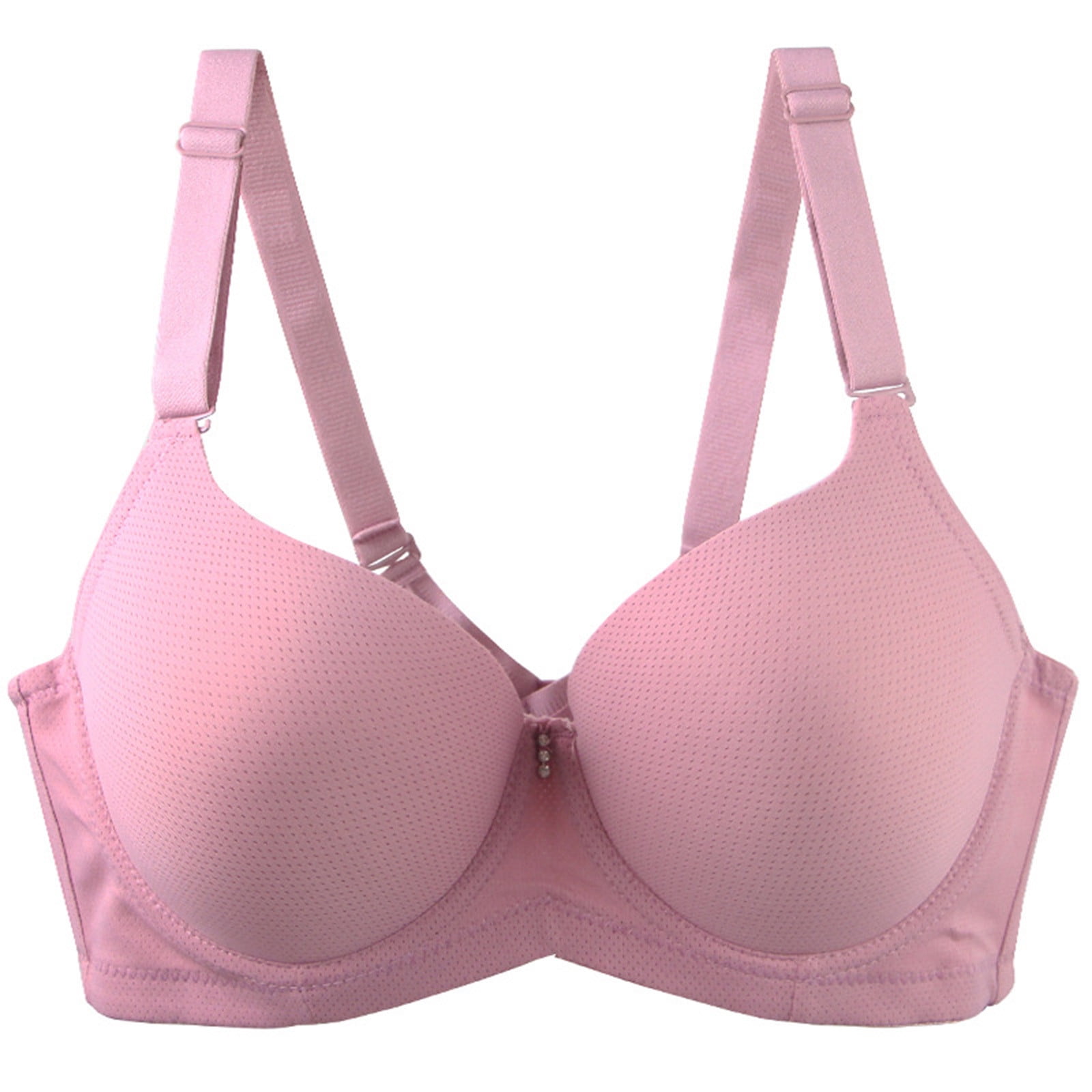 Amidoa Push-up Bras for Older Women Underwire Pink Large Bust Solid Seamless Bra Brasiers Women ...