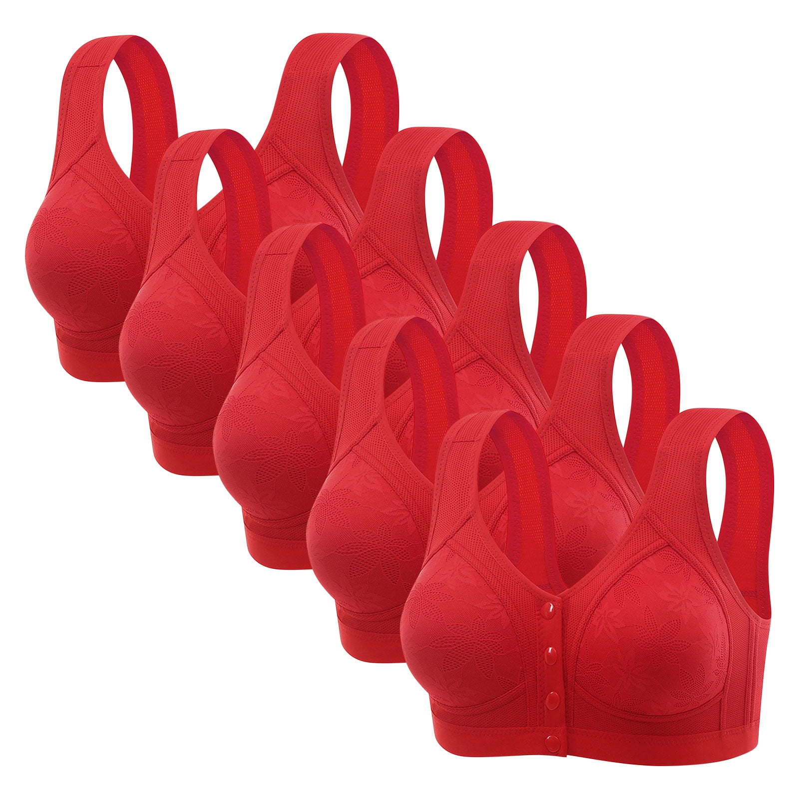 Amidoa Red Women's Bras Wirefree Push up Front Closure Breastfeeding ...