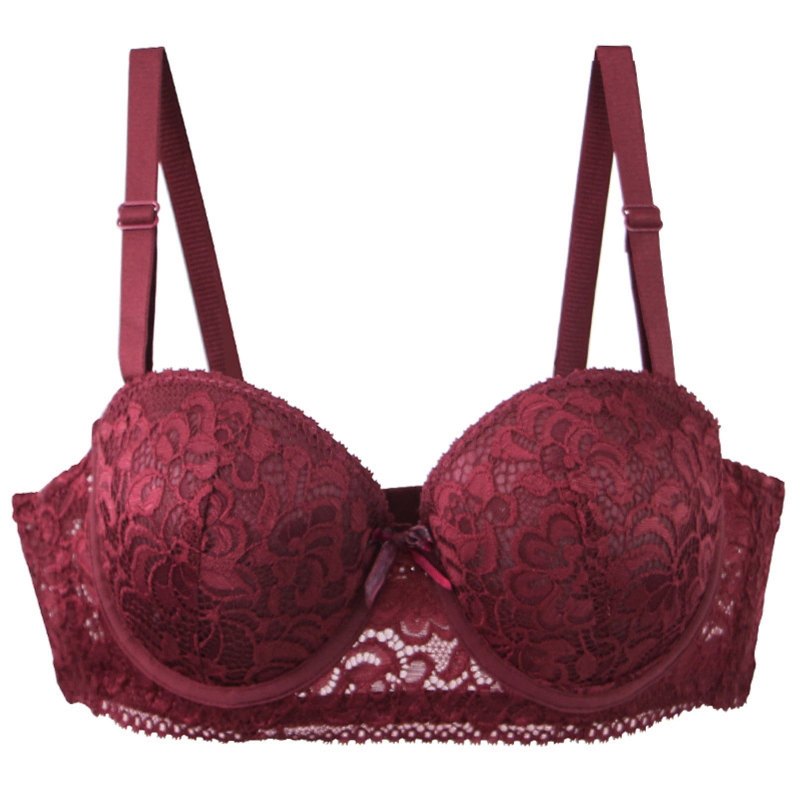 Amidoa Red Womens Bras Underwire Balconette Lace Demi Low Cut Push up ...