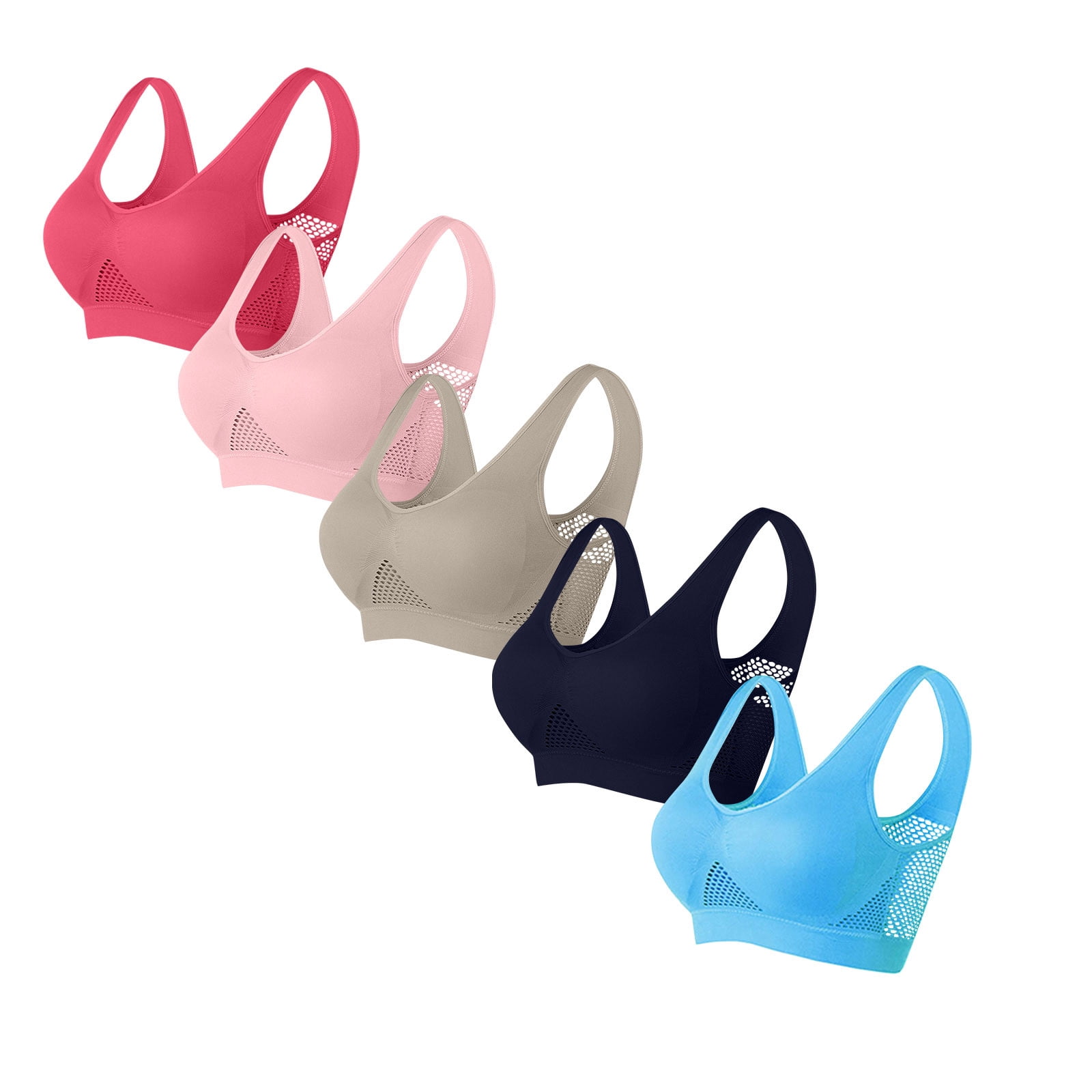 Amidoa Seamless Bras for Older Women T Shirt Sport High Impact Blue ...