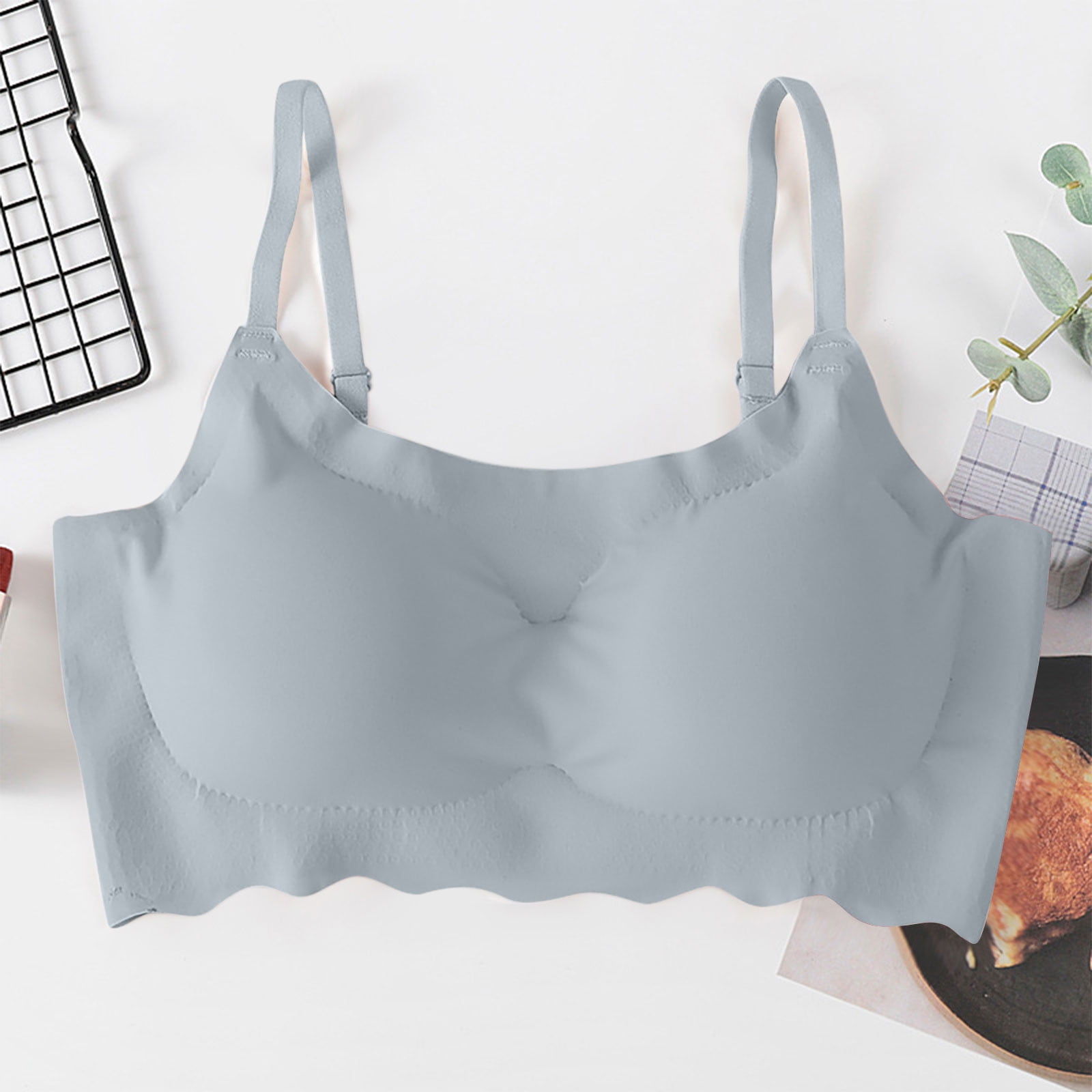Amidoa Seamless Bras for Women Gray T-Shirt Push-up Solid Training ...