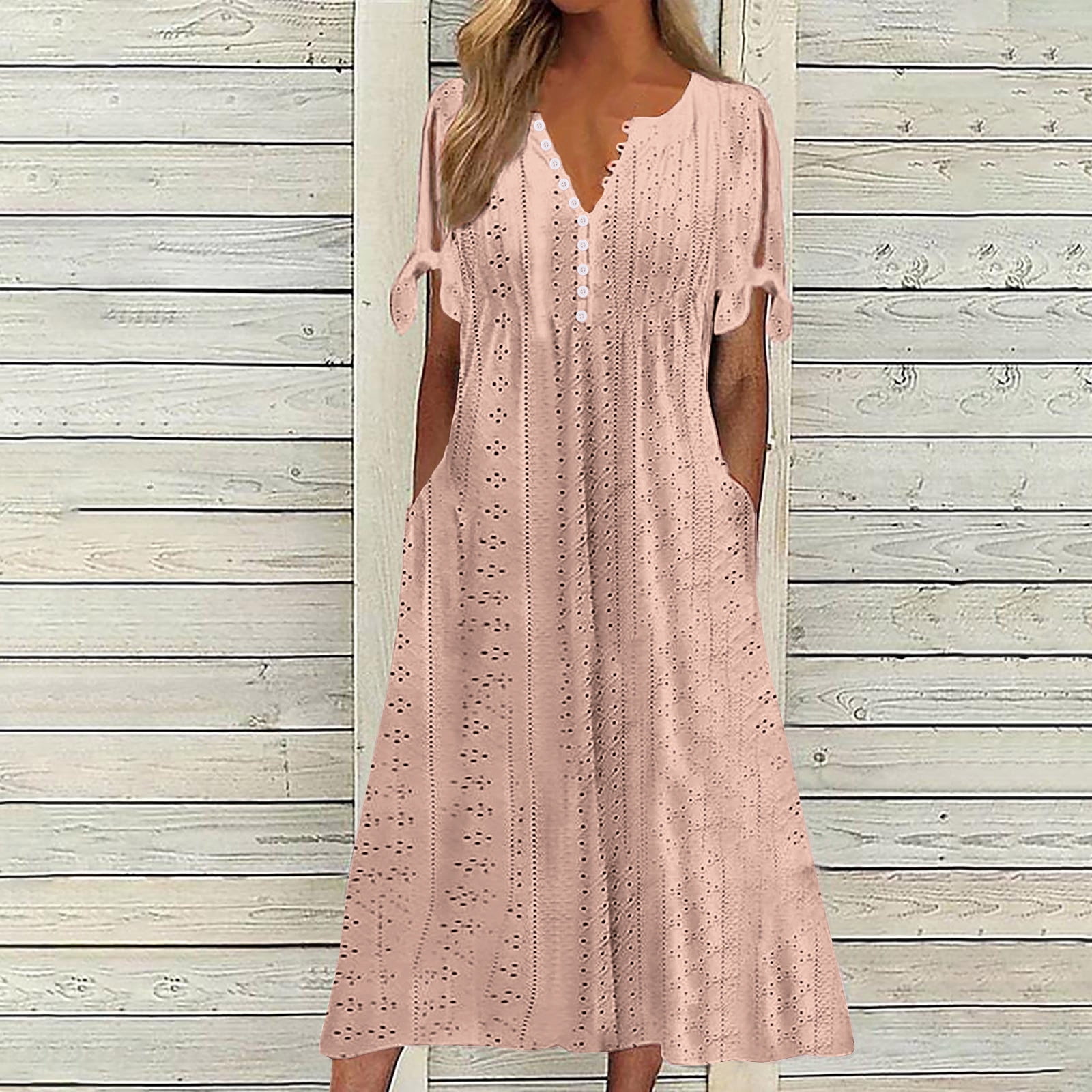 Amidoa Short Sleeve Women's Dresses V-Neck Off the Shoulder Beige ...
