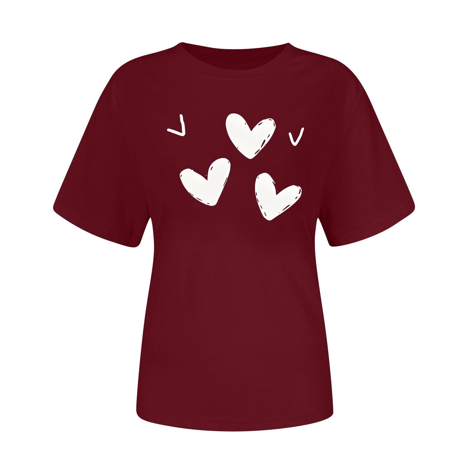 Amidoa Short Sleeve Women's Tops Vacation Valentines Day Red Boho Tops ...