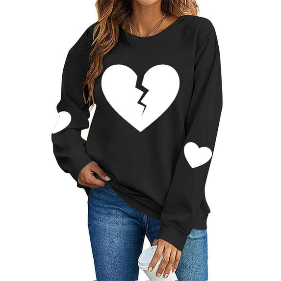 Amidoa Spring Women's Tops Long Sleeve Valentines Black Long ...