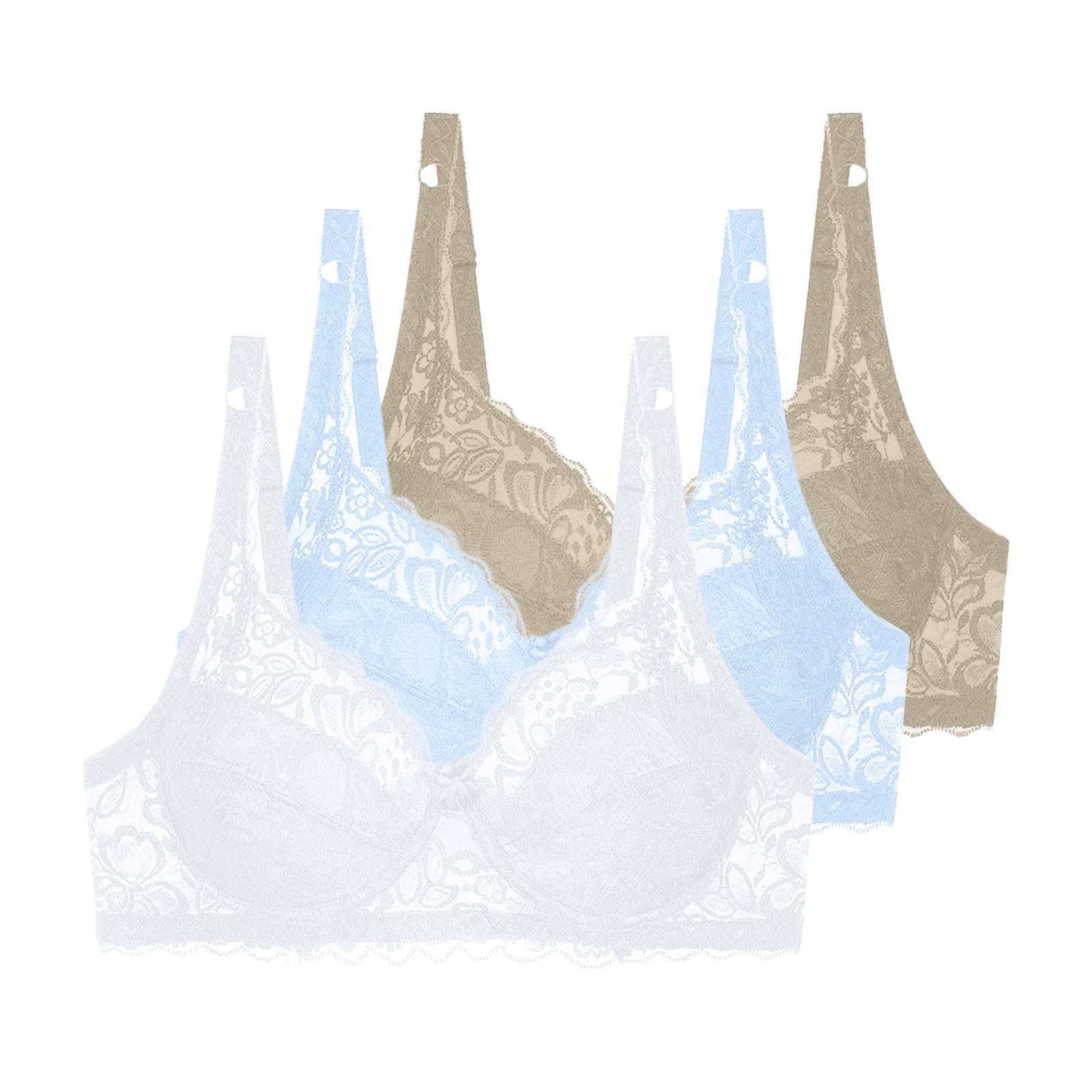 Amidoa Supportive Women's Bras Lace Underwire White Push up Cutout 3 ...