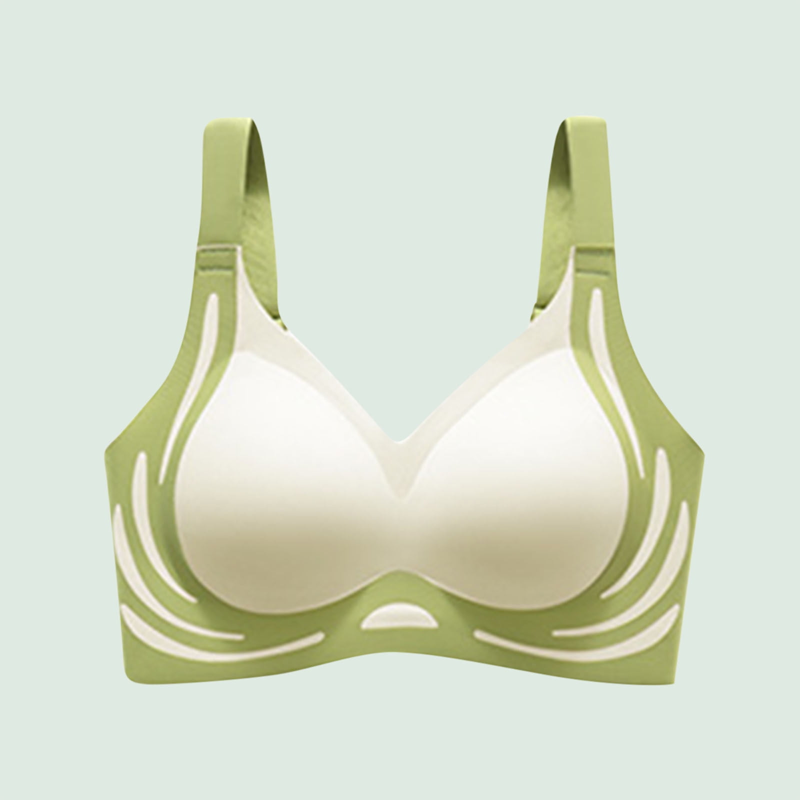 Amidoa T-Shirt Bras for Older Women Pullover Wire-Free Green Colorblock ...